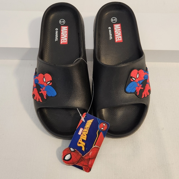 Marvel | Shoes | Marvel Spiderman Black And Red Slide Sandals Boys Size ...